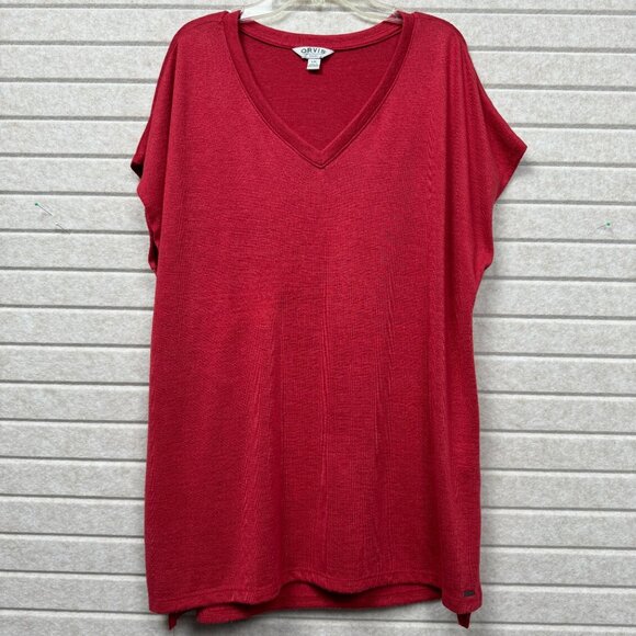 Orvis | Tops | Orvis Womens Red Vneck Cap Short Sleeve Stretch Tunic ...